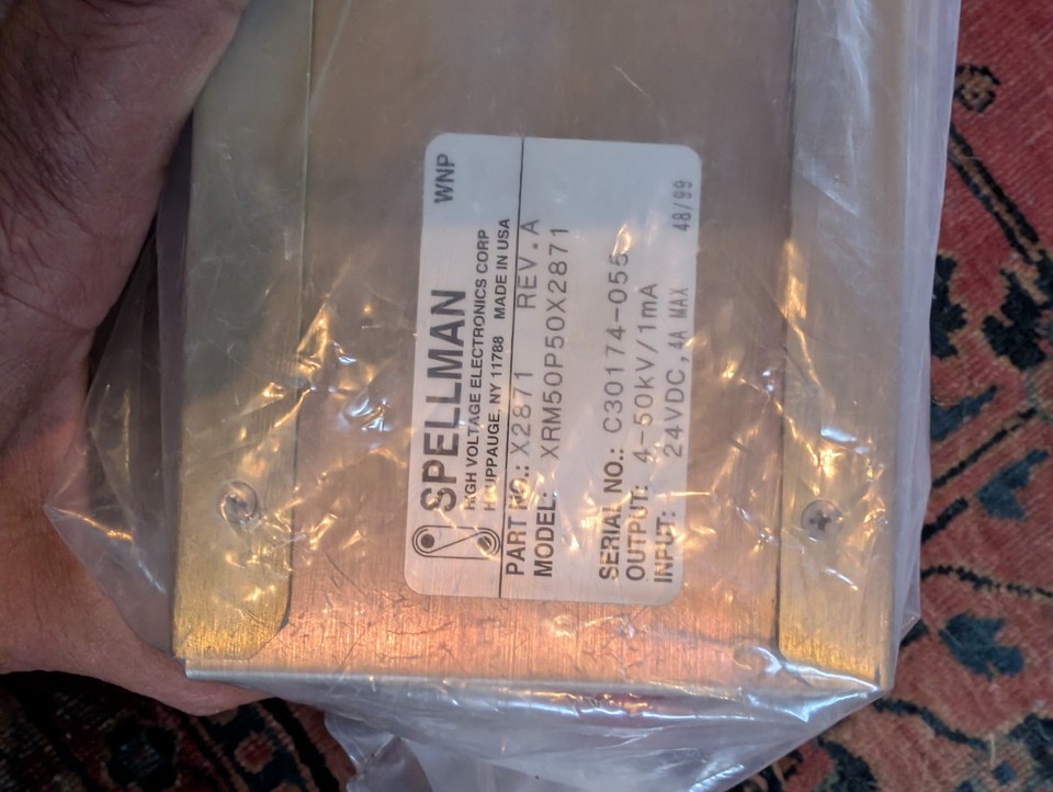 Spellman High Voltage Power Supply X2871 REV.A .Input 24 VDC .Output 4 ...