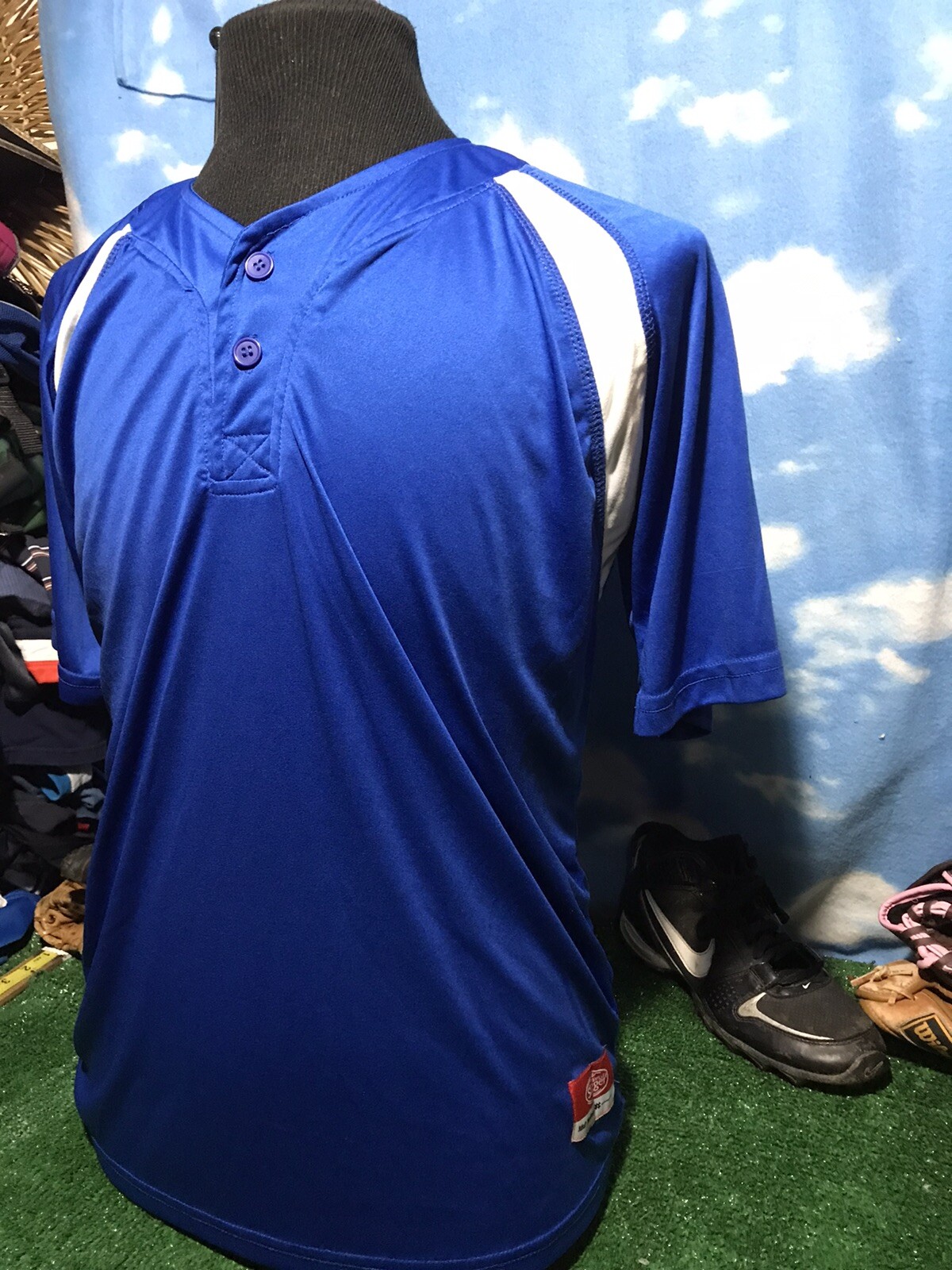 Louisville Slugger Shirt jersey T-Shirt medium M royal blue white dri ...