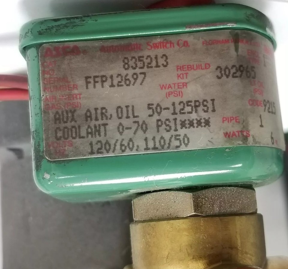 ASCO Automatic Switch Co.Valve AIR GAS WATER CAT # 835213 & brass ...