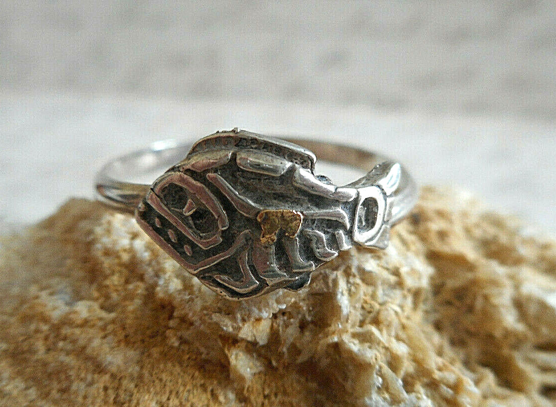 Sterling Silver 14k Gold Alaska Trading Post Totem Ri… - Gem