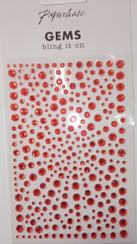 Mini ROUND RED ADHESIVE GEMS sticky card craft embellishment decoration ...