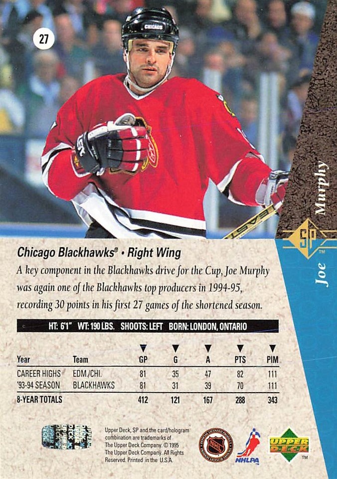 1994 SP #27 Joe Murphy Chicago Blackhawks | eBay