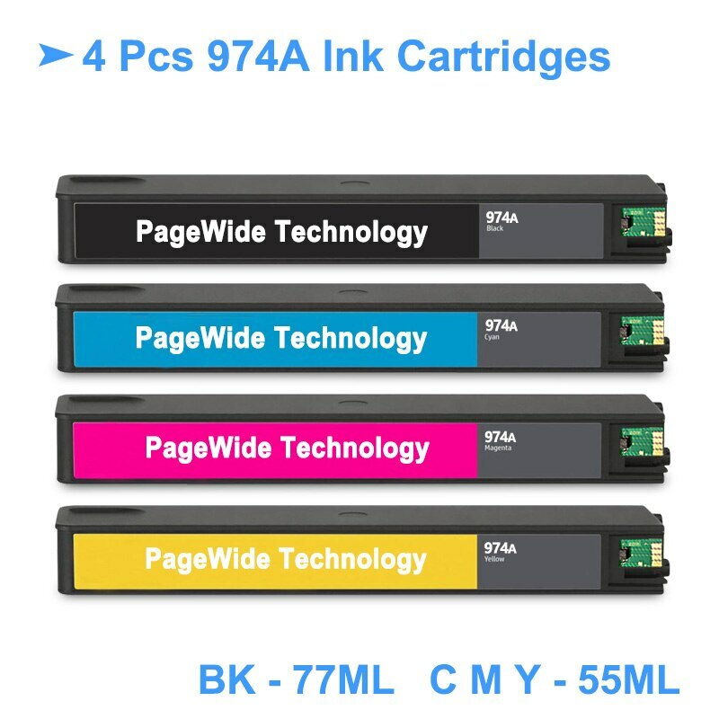 4PC/SET For HP 974A Ink Cartridge For HP PageWide Pro352dw 452dn 452dw ...