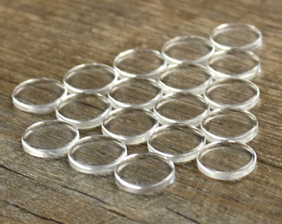 100 Pack - 18mm (11/16") Round Glass Tiles - 2 Flat Sides - Clear Glass ...