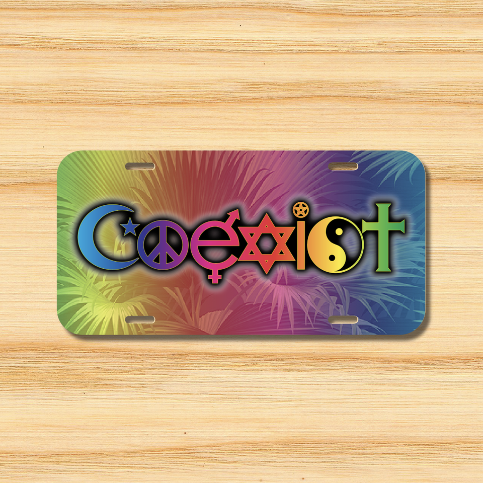 Coexist Rainbow Peace Harmony Joy Love Vehicle License Plate Auto Car ...