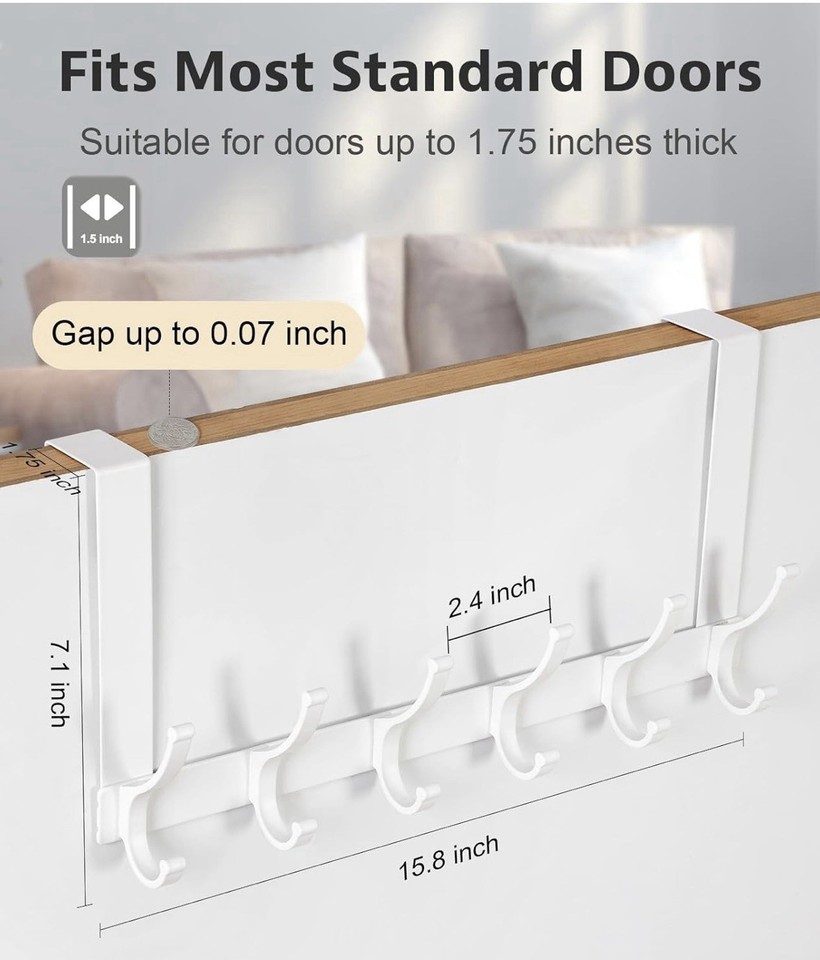 Over The Doors Towel Racks for Bathroom, Coat Rack Dorm Room, White | eBay