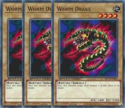 Yugioh - Worm Drake x 3 - 1st Edition NM - Free Holographic Card | eBay
