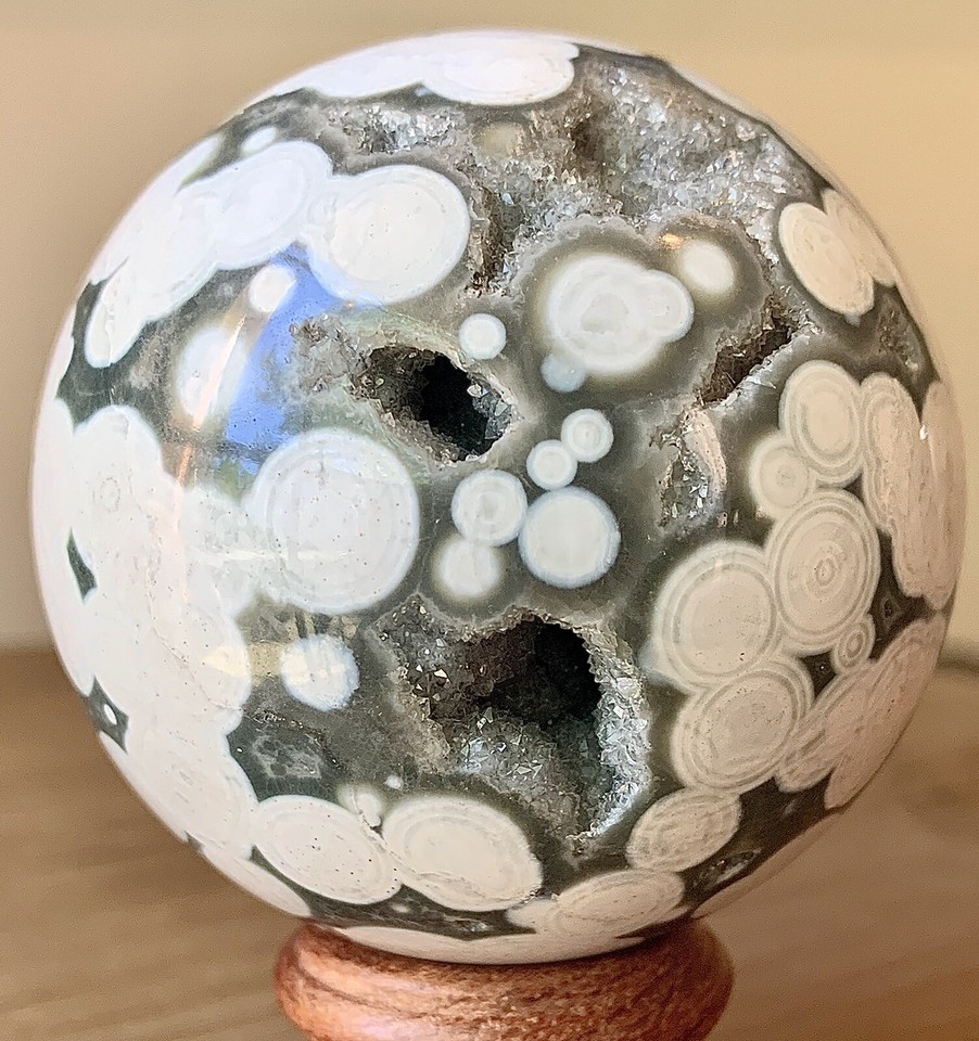 65mm Large Natural Fish Eye Ocean Jasper Sphere Ball | eBay