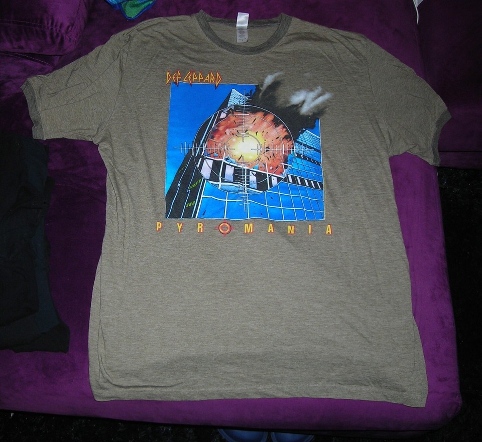 DEF LEPPARD : Pyromania T-Shirt BROWN Color Ringer Tee L Large Album ...