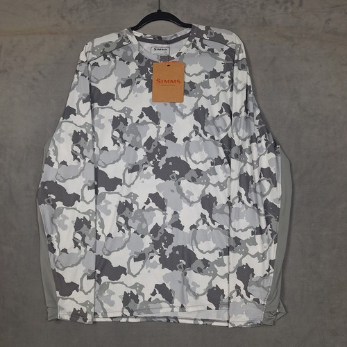 Simms Fishing SolarFlex crew Regiment Camo Cinder mens Large UPF 50 NEW ...