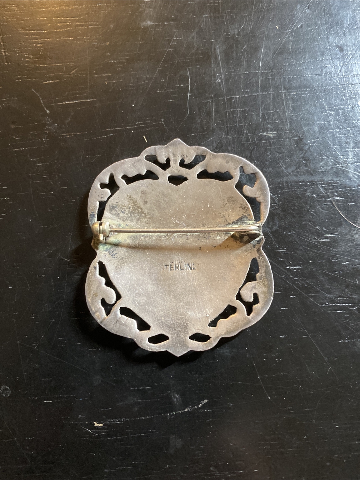 antique siam sterling silver enamel brooch pin - Gem