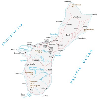 Guam Road Map GLOSSY POSTER PICTURE PHOTO PRINT BANNER 12538 | eBay