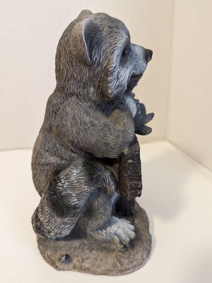 5.5x5.5x10 Resin Welcome Raccoon Statue Mama & Baby In/Outdoor Decor | eBay