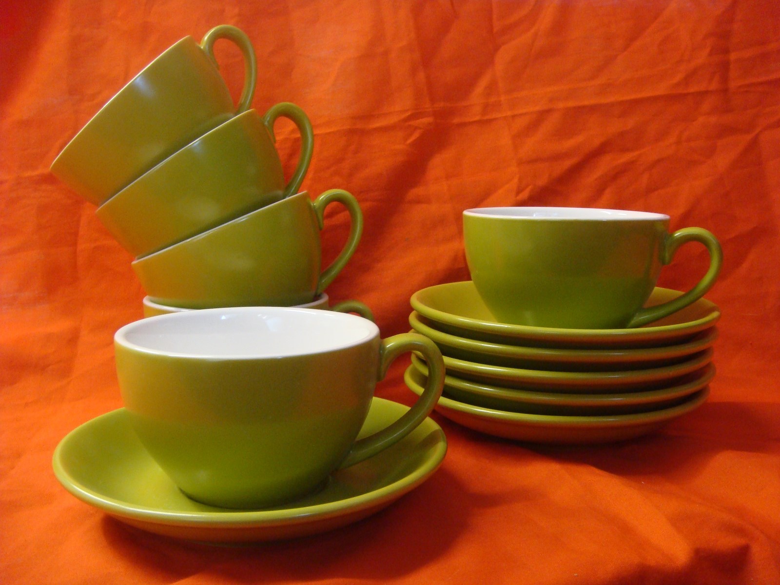 BEVANDE GREEN 200ml COFFEE TEA CUP AND SAUCER SET (6-SETS) BRAND-NEW ...
