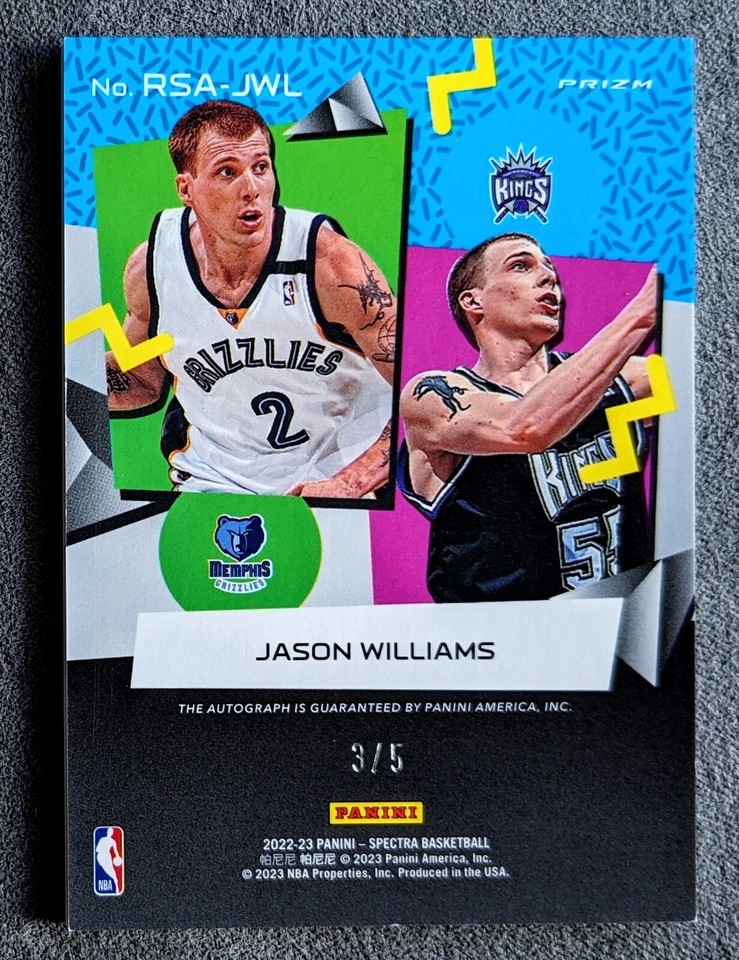 2022-23 Spectra Jason Williams Autograph Retrospect Marble Prizm Auto ...