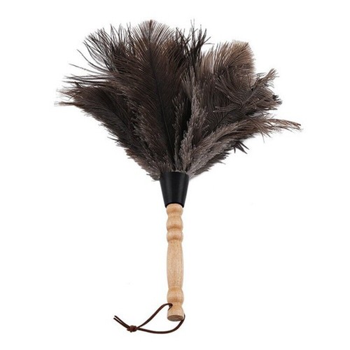 Wooden Hand Dust Removal Ostrich Feather Fur Brush Duster Cleaner ...