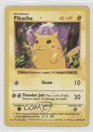 Pikachu (Red Cheeks) Shadowless Pokemon Base Set #58 1999 1g0p | eBay