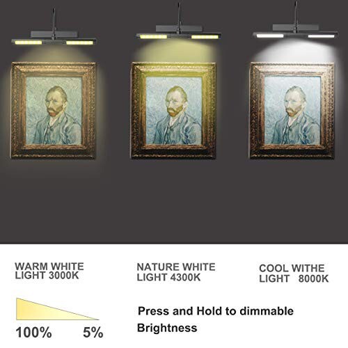 LED Picture Frame Light Battery Operated Black Wall Lamp Cordless ...