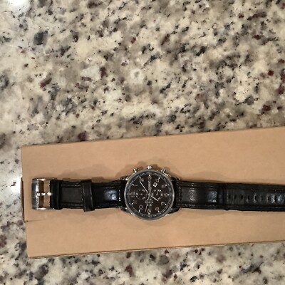 Fossil Arkitekt FS4310 Men's Black Leather Analog Dial Quartz Wrist ...