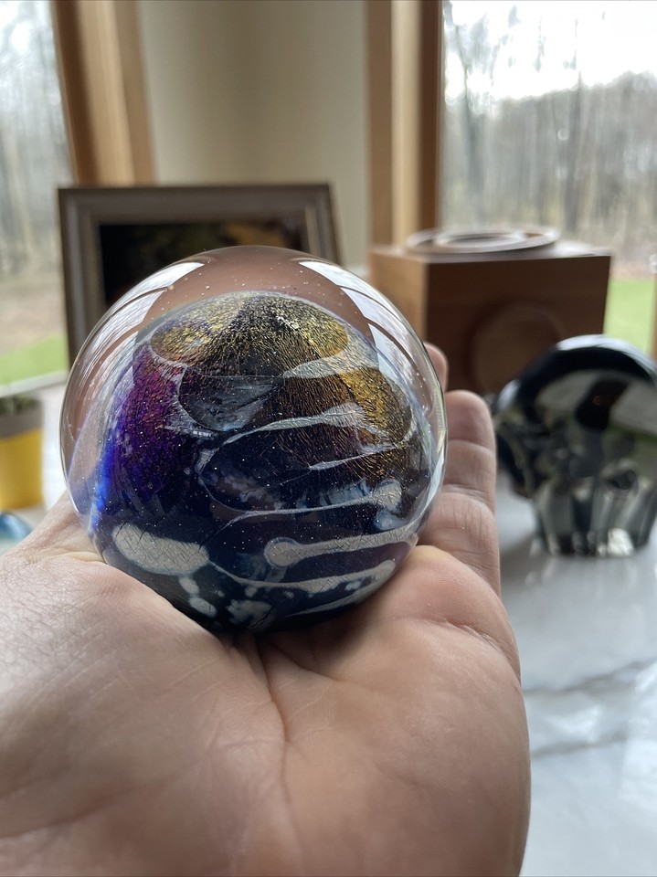 Vtg Robert Eickholt Galaxy Studio Art Glass Orb Rare Htf Paperweight Signed | eBay