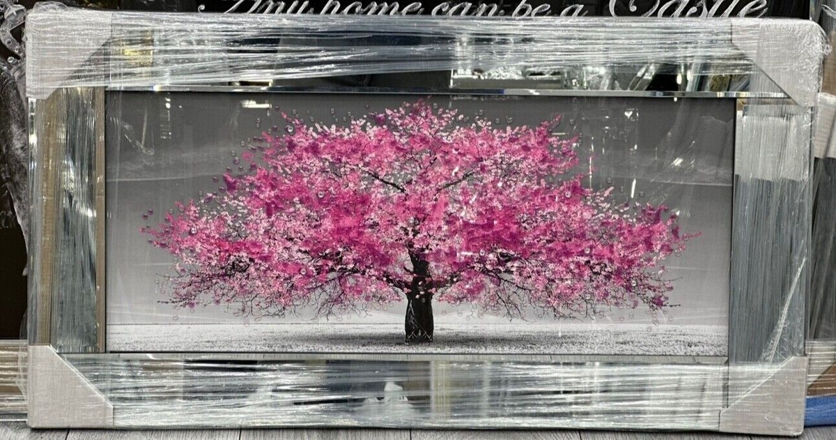 Cherry Blossom Tree Painting On Wall ONETECH Mountain Landscape Wall