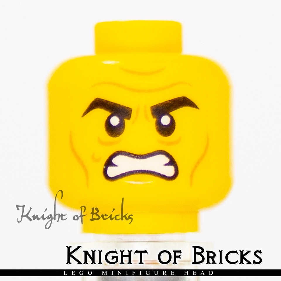 LEGO Minifigure Head YELLOW Male Boy Dual Sided Cheek Lines Surprised ...