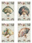 Victorian Floral Hand Fan A MULTI-SIZE Cotton Fabric Quilt Blocks ...