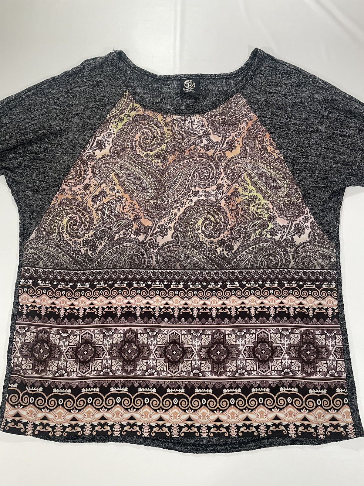 Bobeau Women's 3/4 Sleeve Paisley Pattern Top Light Weight Boho | eBay