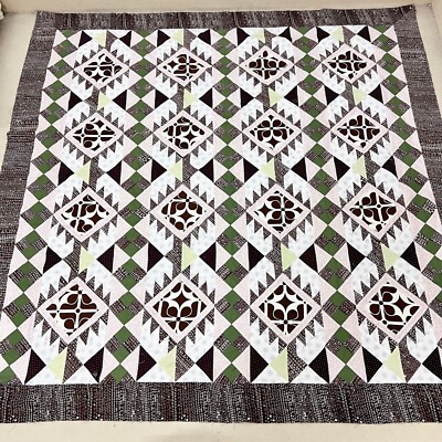 Handmade Original Maya Mountain Cotton Patchwork quilt top/topper 86x86 ...