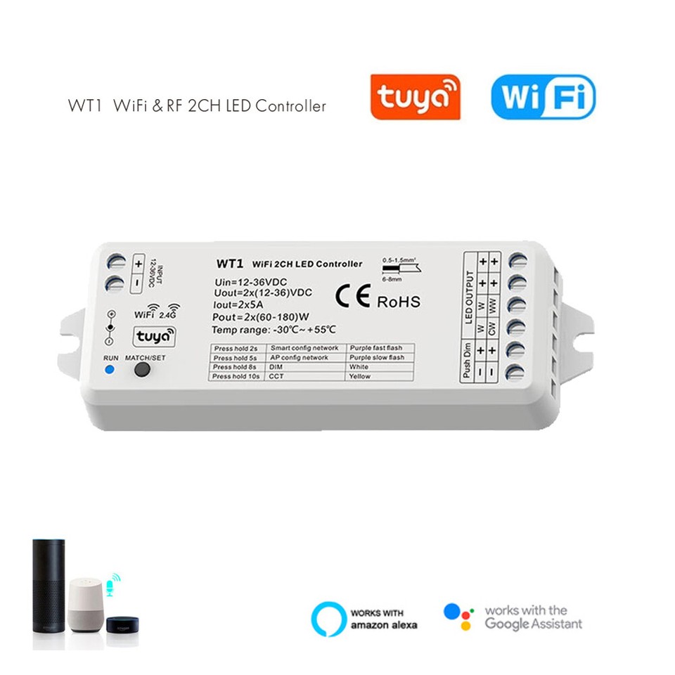 5CH Tuya Smart WiFi Led Controller for 5050 RGB RGBW RGBCCT Single ...