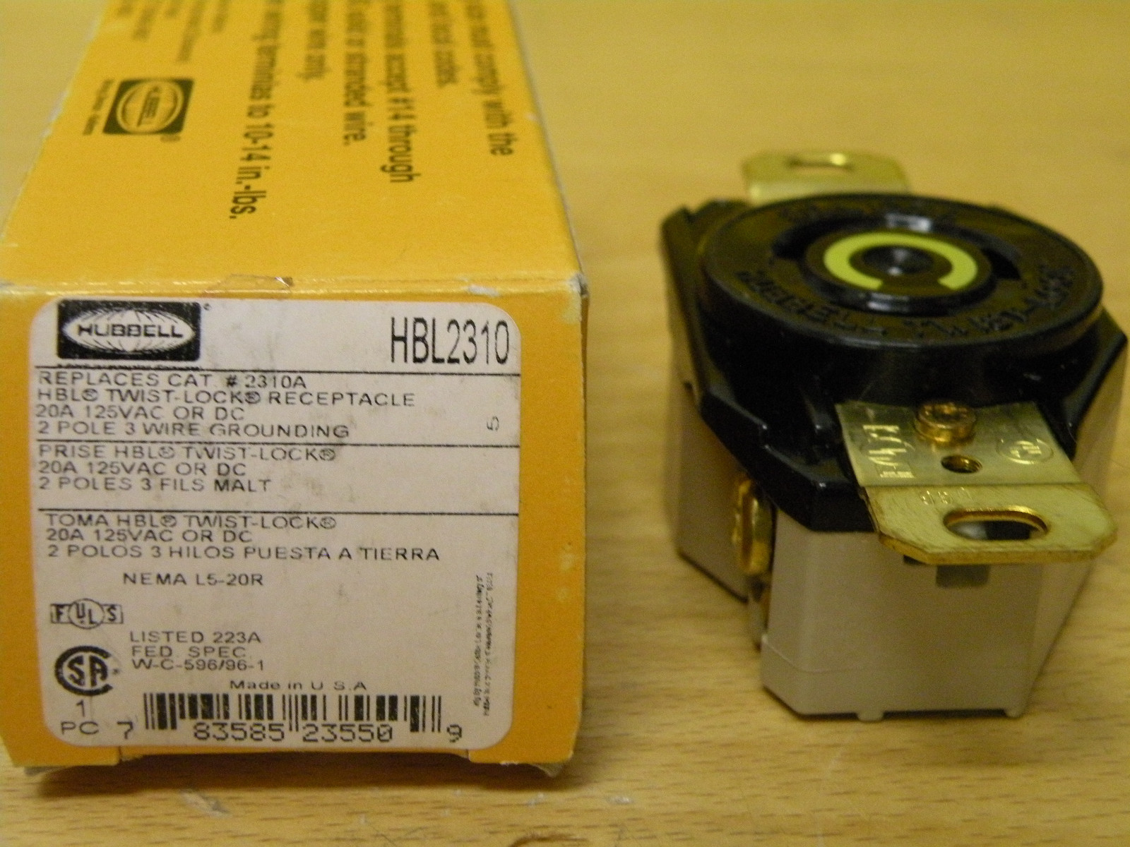 HUBBELL HBL2310 TWIST-LOCK RECEPTACLE 20 AMP 125V | eBay