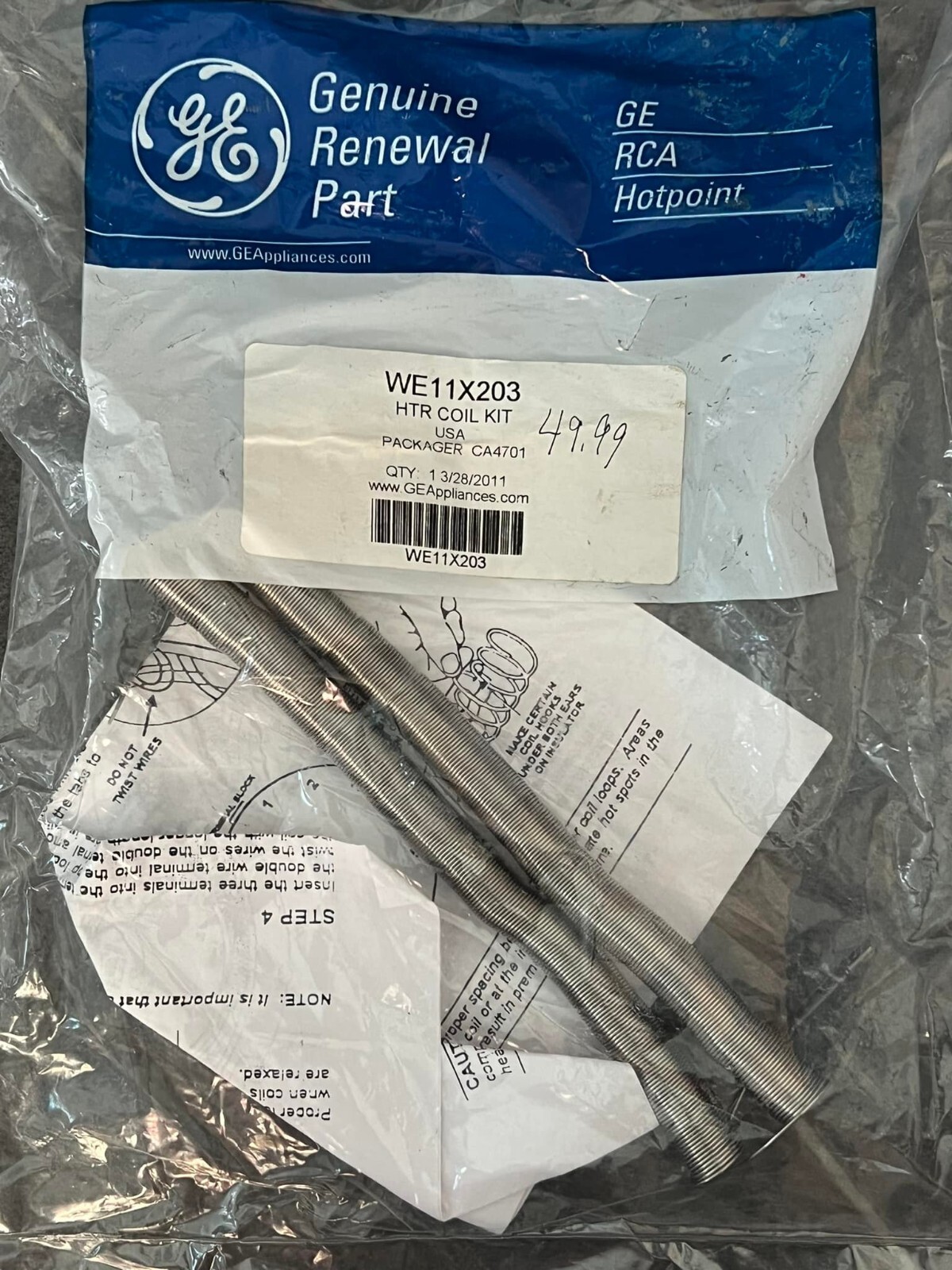 WE11X203 Dryer Heating Element Restring Kit NEW OEM PART | eBay