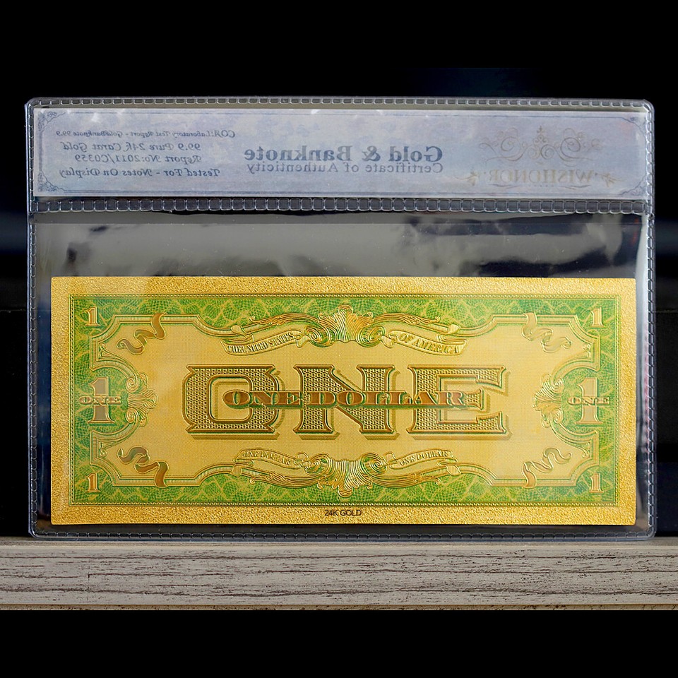 100mg 24K Gold 1928 $1 One Dollar Bill Gold Certificate Banknote with ...