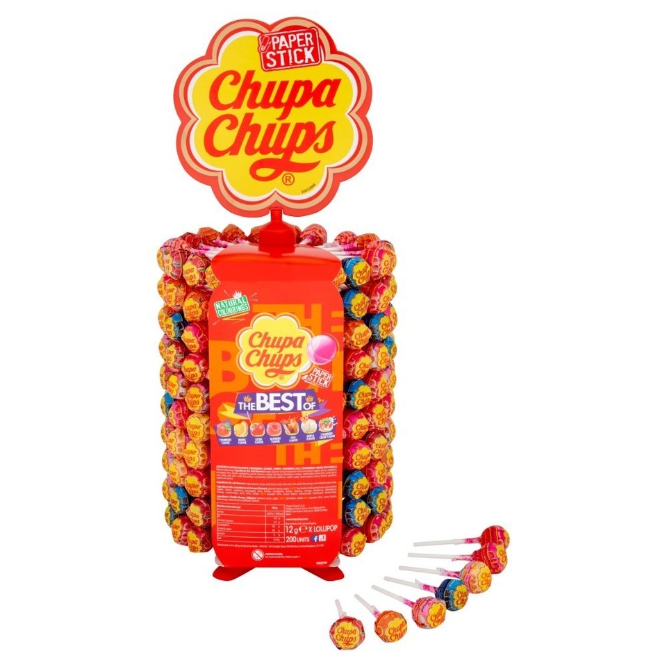 200 CHUPA CHUPS LOLLIES DISPLAY WHEEL STAND 200 ASSORTED LOLLIES ...
