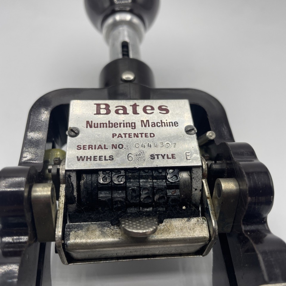 Vintage Bates Numbering Machine Standard Movement 6 Wheels Style E | eBay