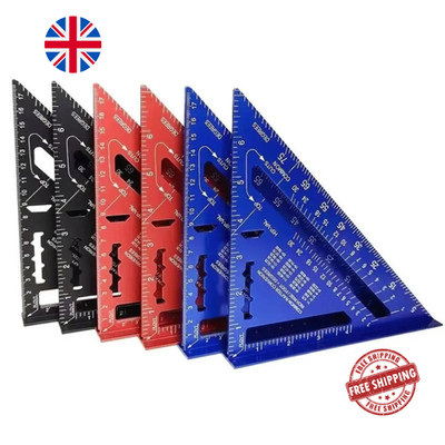 7" Aluminium Alloy Triangle Ruler Metric Inch Speed Square Carpentry ...