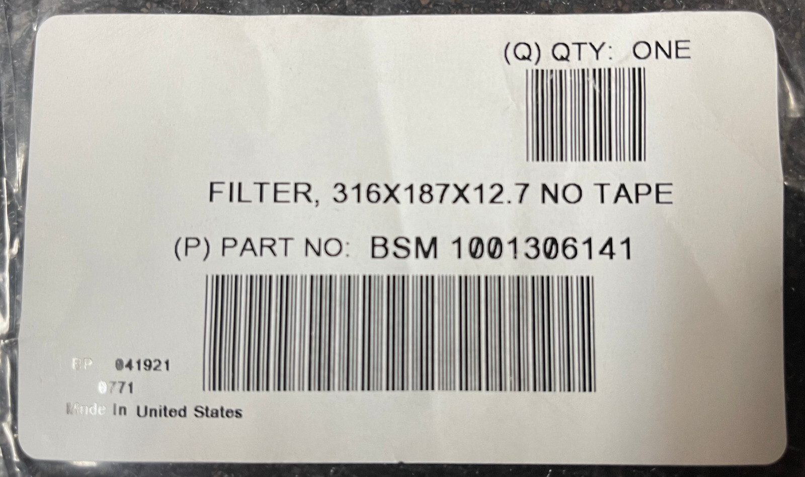 Bergstrom BSM 1001306141 Filter 316x187x12.7 No Tape for sale online | eBay