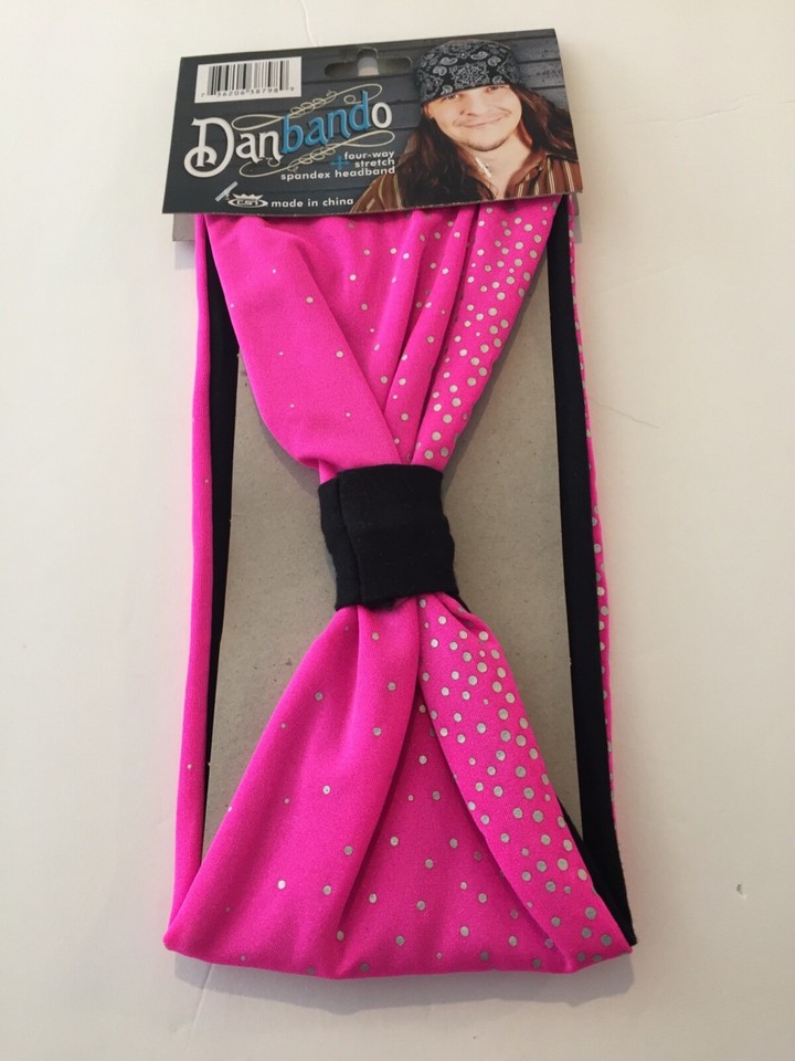 Pink Sparkle Spray W/Stones Spandex Danbando Yoga Sweatband Bandana ...