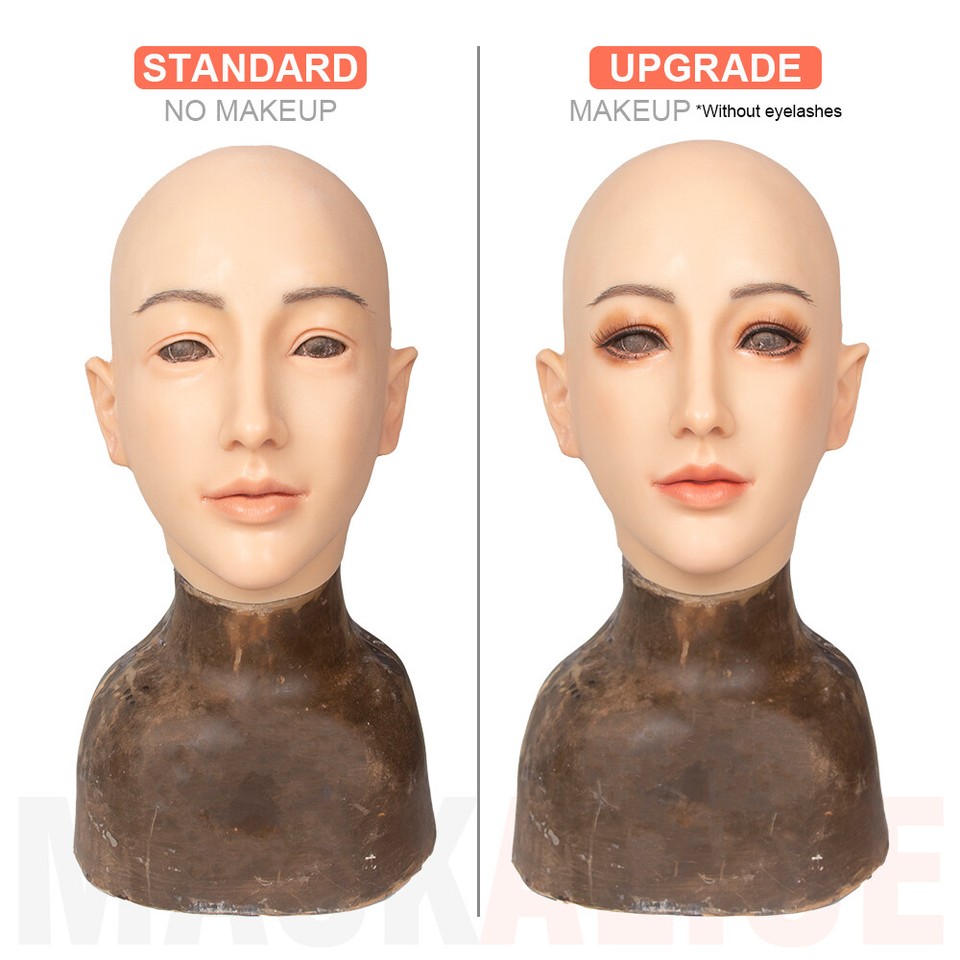 Realistic Silicone Female Face Mask Crossdresser Head Mask For women ...