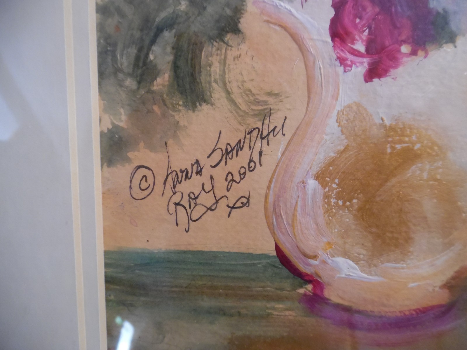 Original Floral Oil Painting by Anna Sandhu Ray, wife of the late James ...