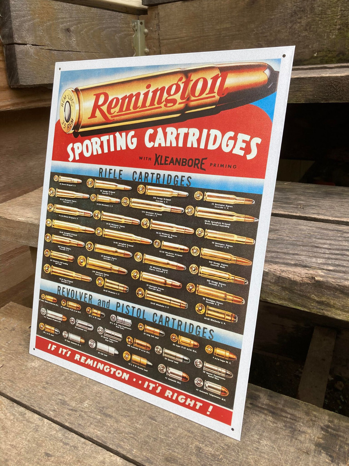 Remington Sporting Cartridges bullet board TIN SIGN metal poster ammo ...