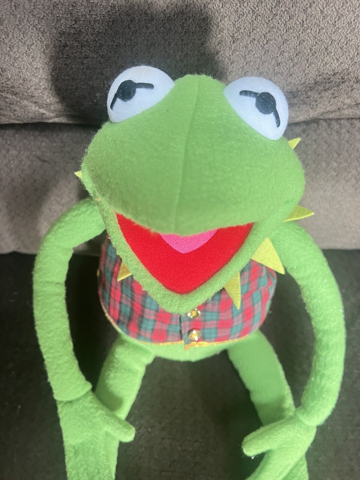 VINTAGE Kermit the Frog Plush Muppets Eden 24" Bowtie Plaid Vest 80s ...
