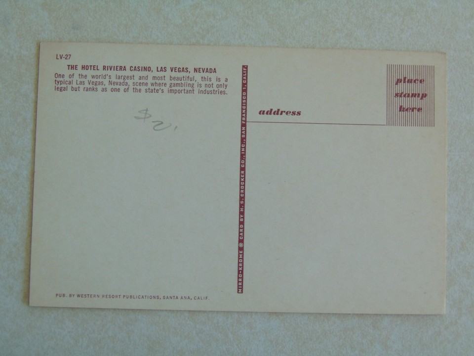 E1669 Postcard Greetings From The Hotel Riviera Casino Las Vegas Nevada NV | eBay