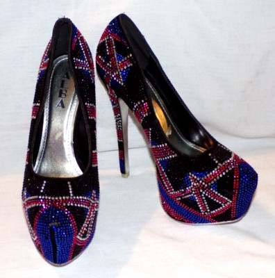 Alba Stiletto Platform Pump High Heel Shoes Size 7.5 Rhinestones Red ...