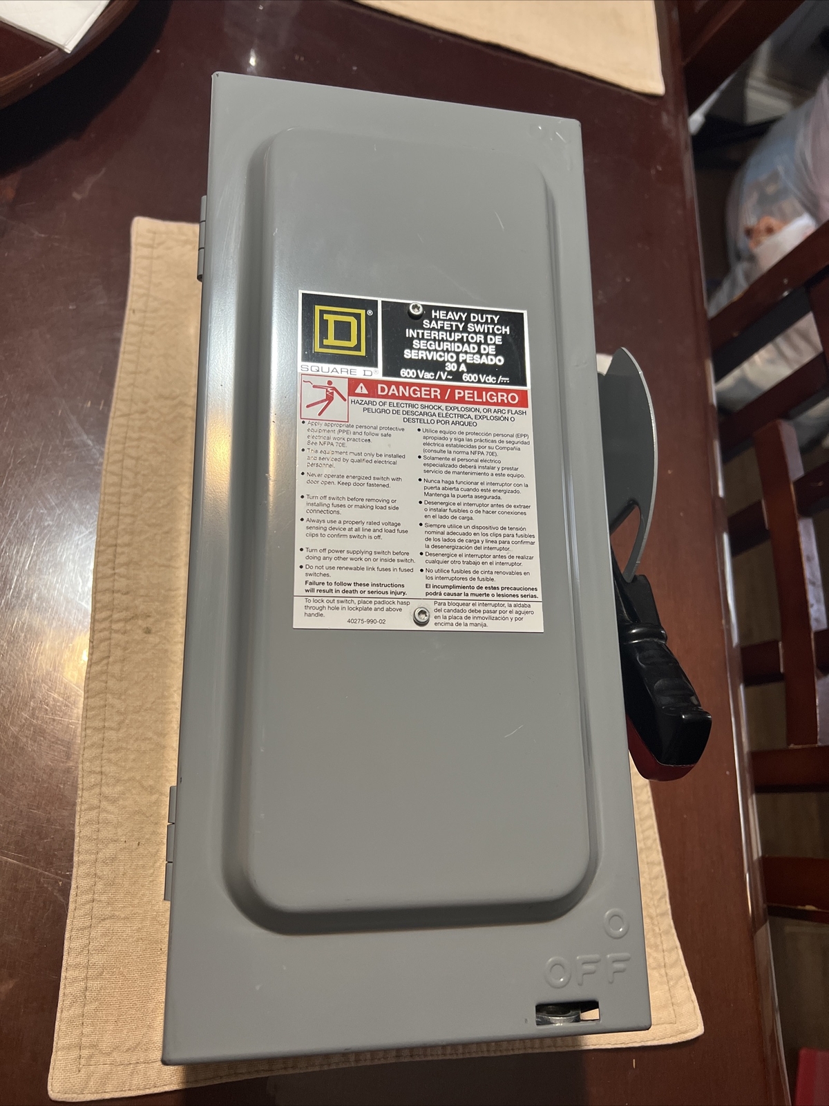 Square D HU361N 30A 600V Heavy Duty Safety Switch Disconnect ...