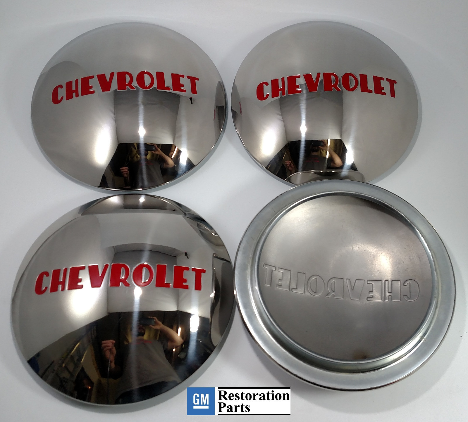 (Set/4) Stainless Hubcaps w/ Red Lettering - 1947-53 Chevrolet 1/2T ...