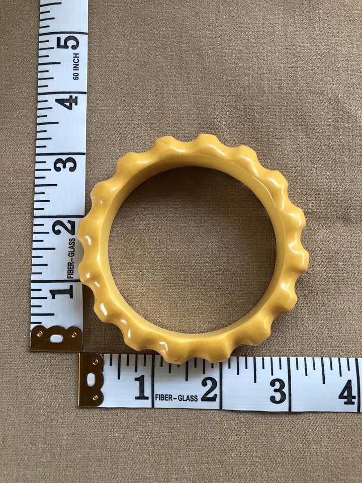 Vintage BAKELITE Custard Gear Carved Bangle Bracelet | eBay