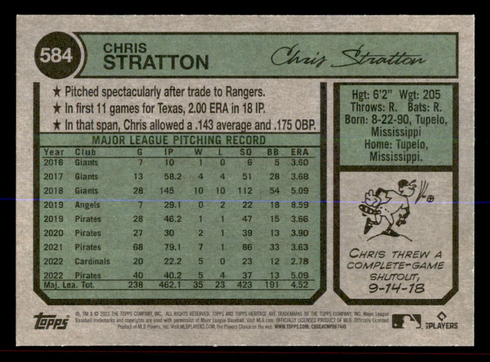 2023 Topps Heritage #584 Chris Stratton Texas Rangers | eBay