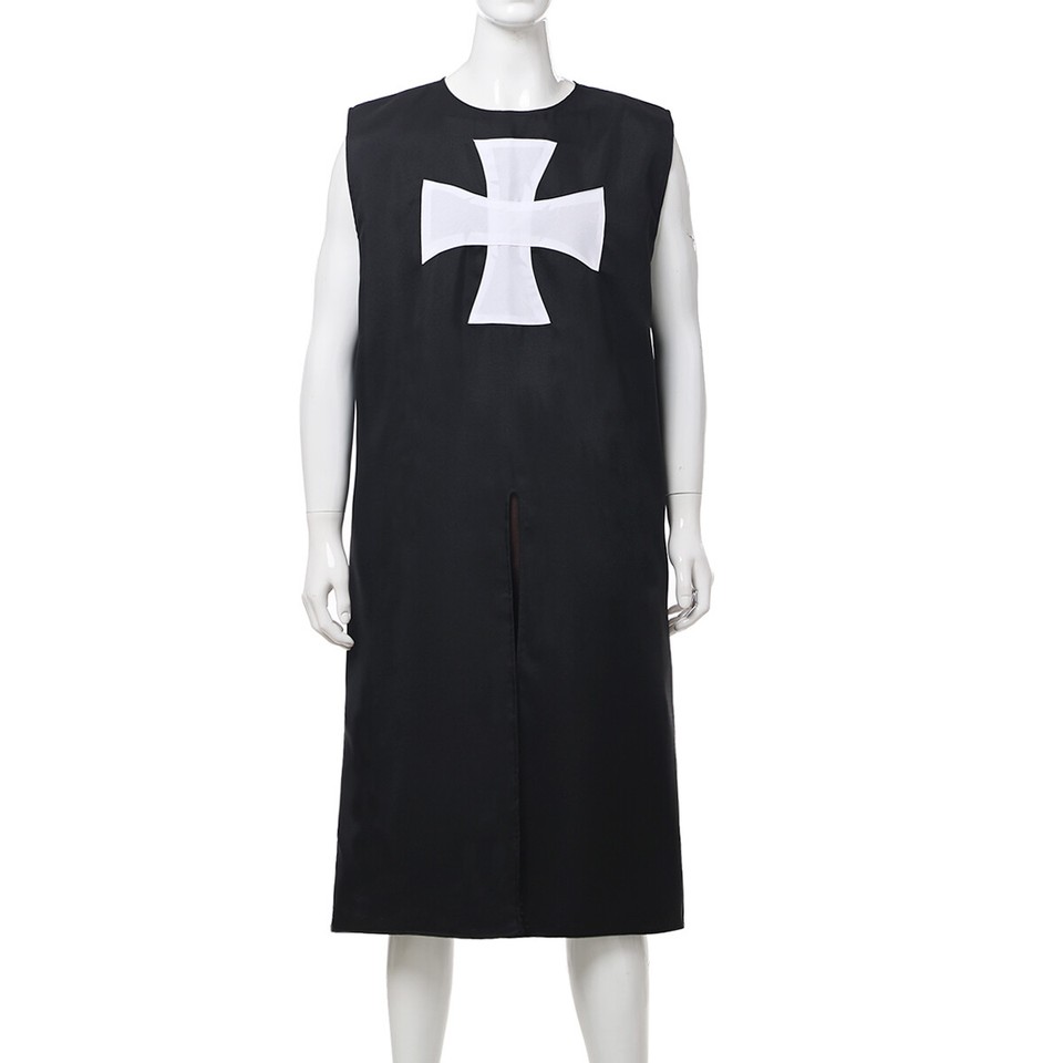 Medieval Warrior Crusaders Knight Tunic CAPE Cloak Robe LARP Cosplay ...