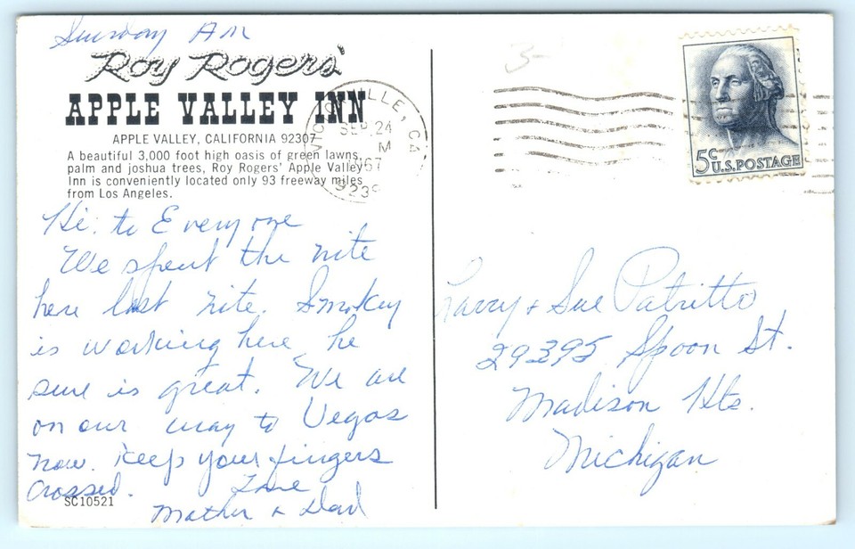 POSTCARD Roy Rogers Apple Valley Inn California Oasis of Green Lawns | eBay